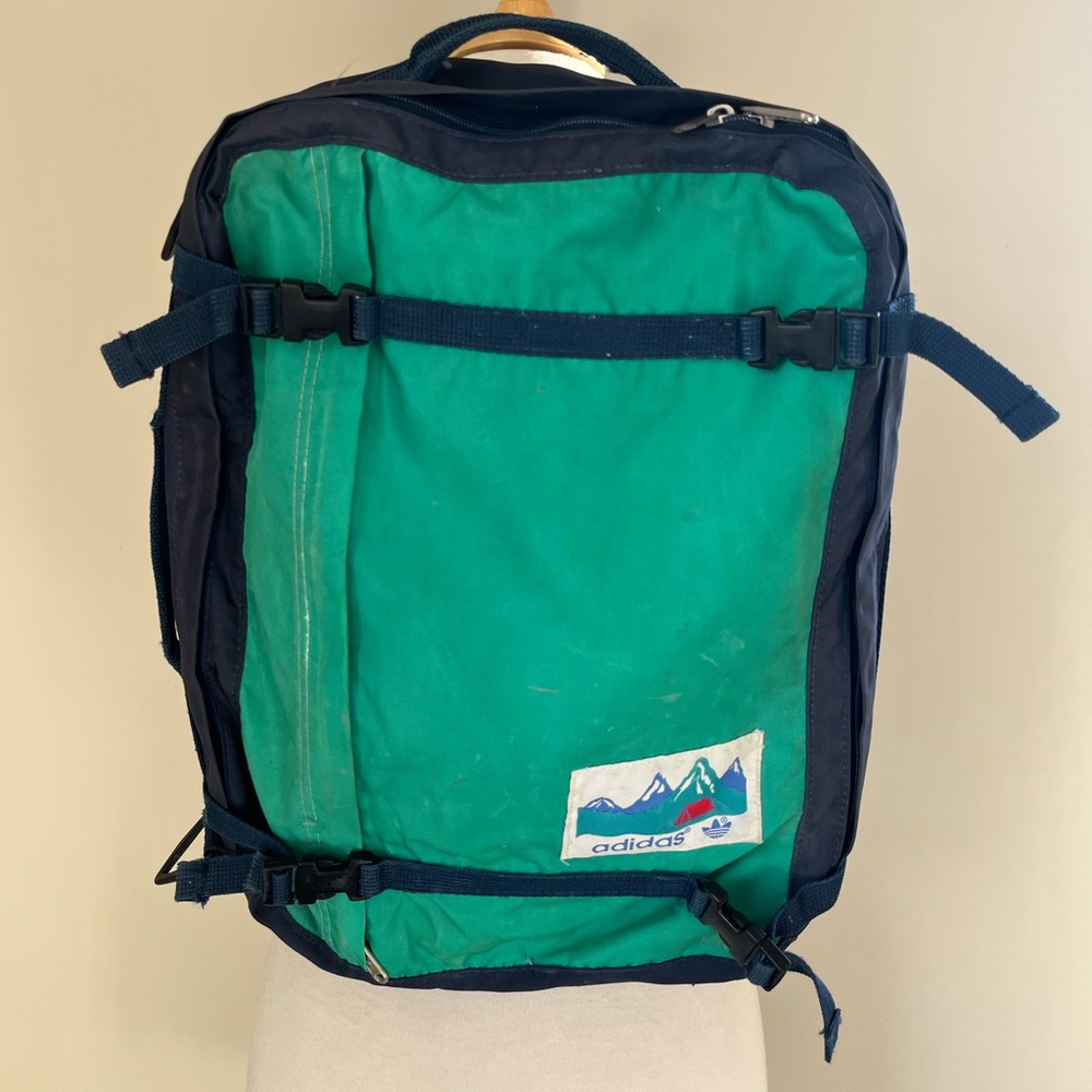 Rare! Adidas Vintage Camping Travel Backpack Zip Navy… - Gem